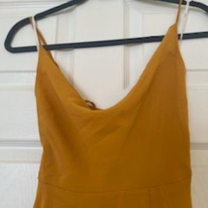 Lulus | Dresses | Romantically Speaking Mustard Yellow Cowl Laceup Maxi ...